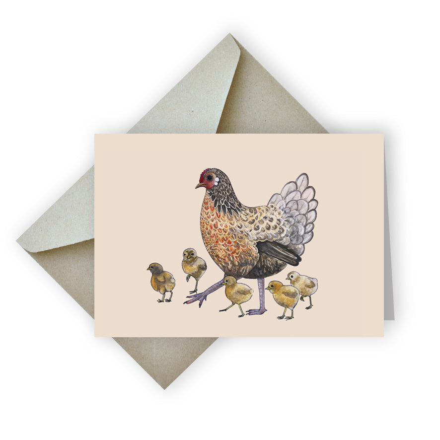 Mother Hen and Chicks Walking – Two Blue Hens